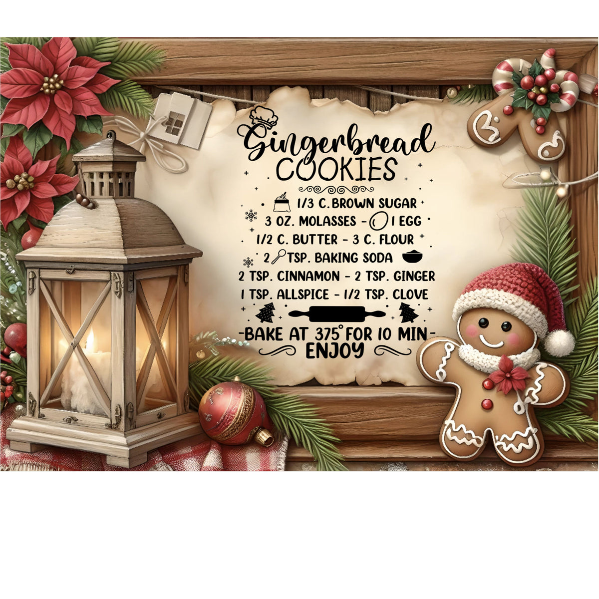 Gingerbread Cookie Recipe Canvas – Shop The Robins Nest