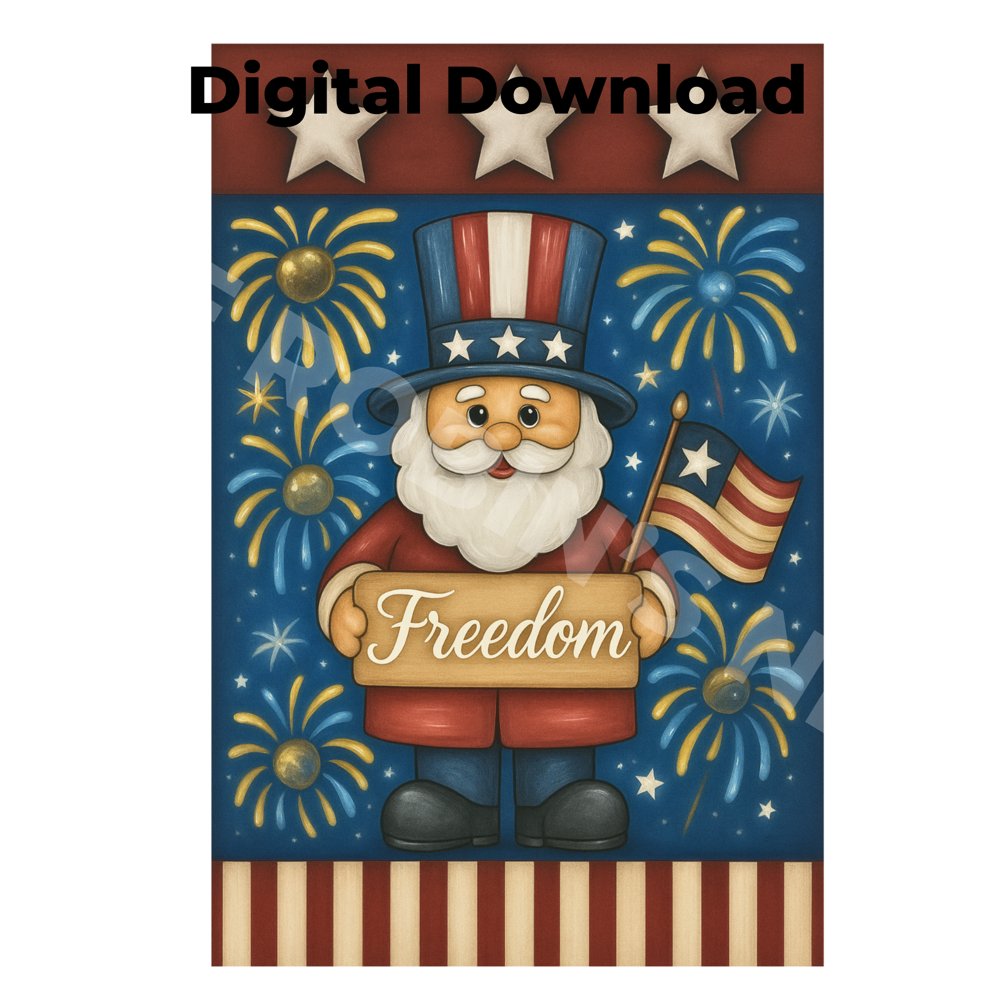 Patriotic “Uncle Sam Holding Sign of Freedom” Printable Design | Digit ...
